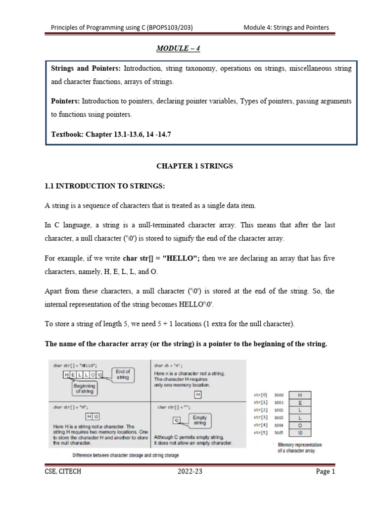Module4 Chapter1 | PDF | Pointer (Computer Programming) | String (Computer Science)