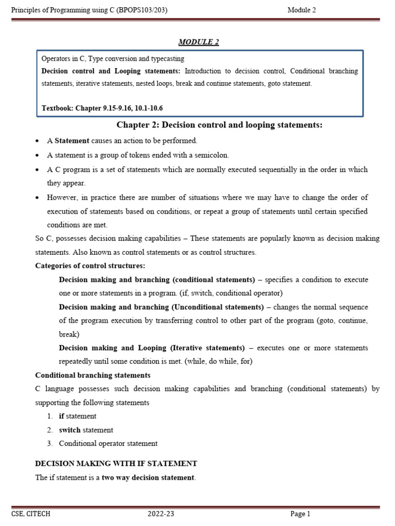 Module2 Part1 Pdf Control Flow Computer Programming 
