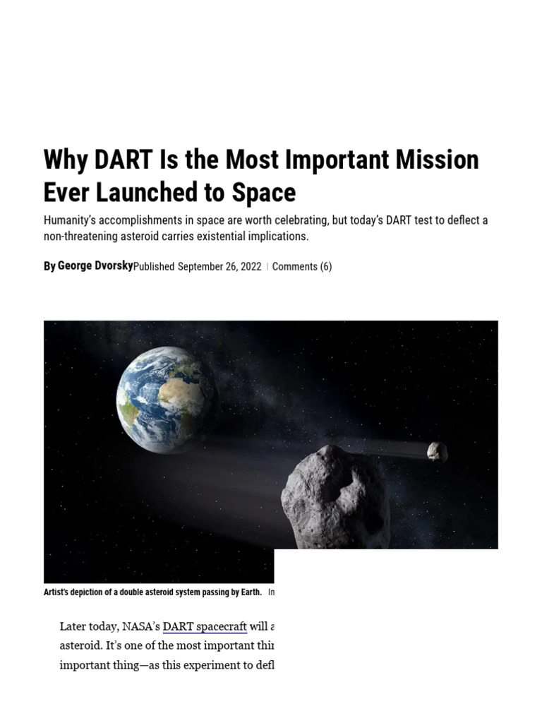 Why DART Is The Most Important Mission Ever Launched To Space | PDF ...