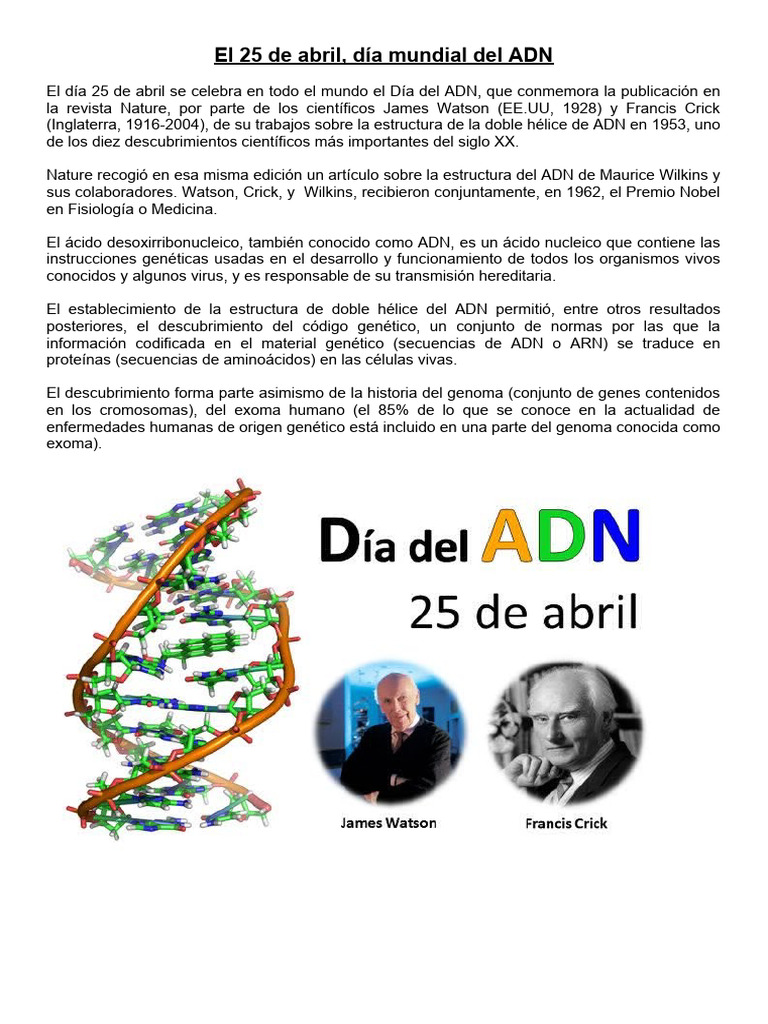 El 25 de abril DIA MUNDIAL DEL ADN | PDF