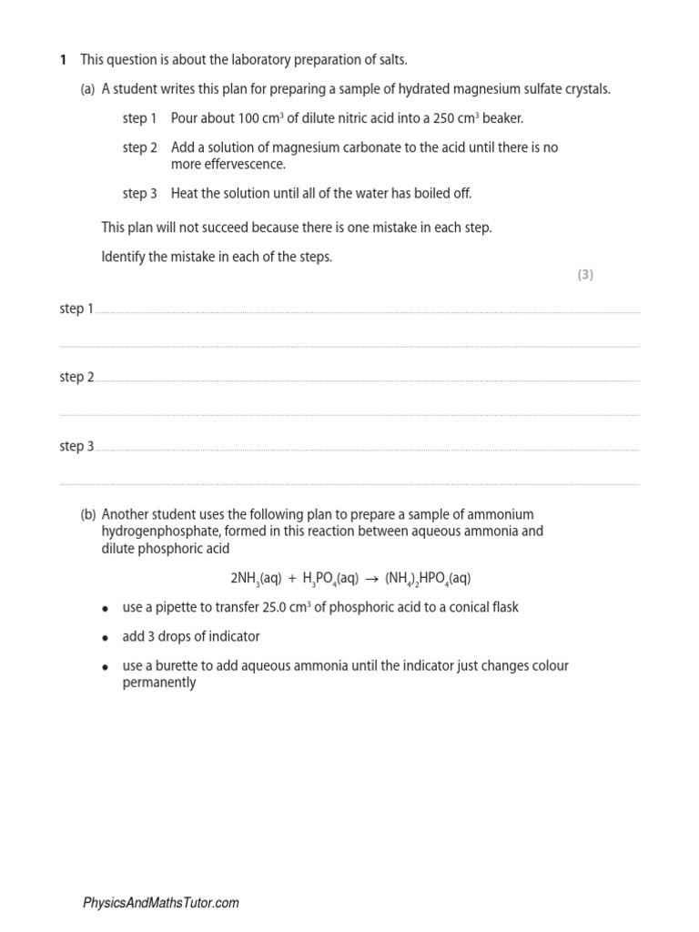 Chemistry Lab Mistakes & Solutions | PDF | Ph | Salt (Chemistry)