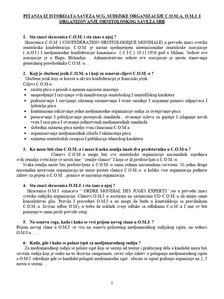 ISTORIJAT SAVEZA SOF-a | PDF