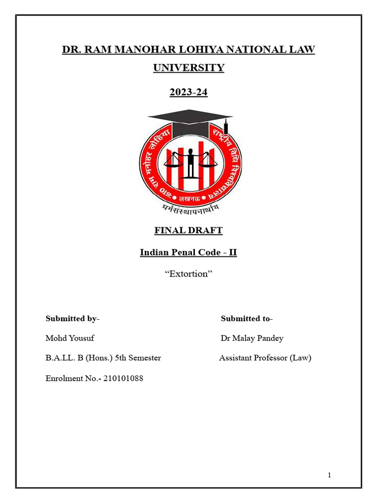 IPC Project - 2 | PDF | Robbery | Extortion