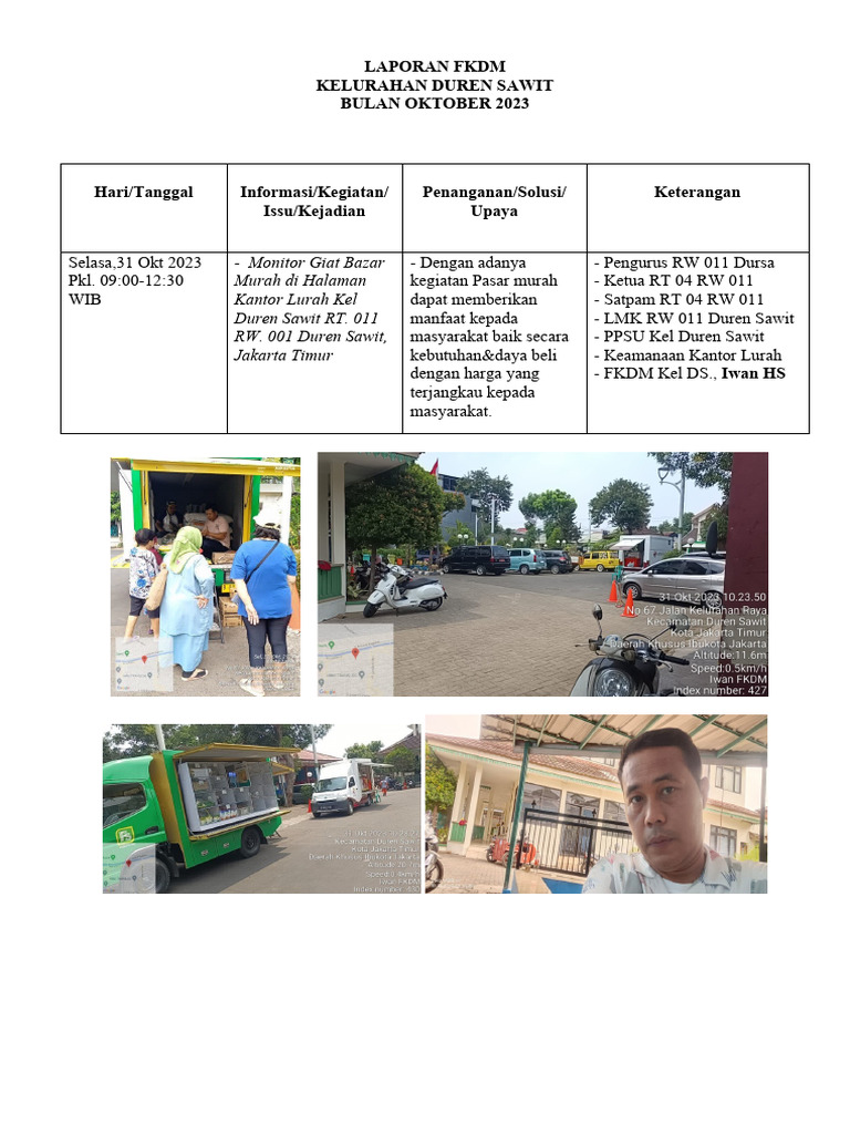 LAPORAN FKDM BULAN OKTOBER TAHUN 2023 Siap Edit | PDF