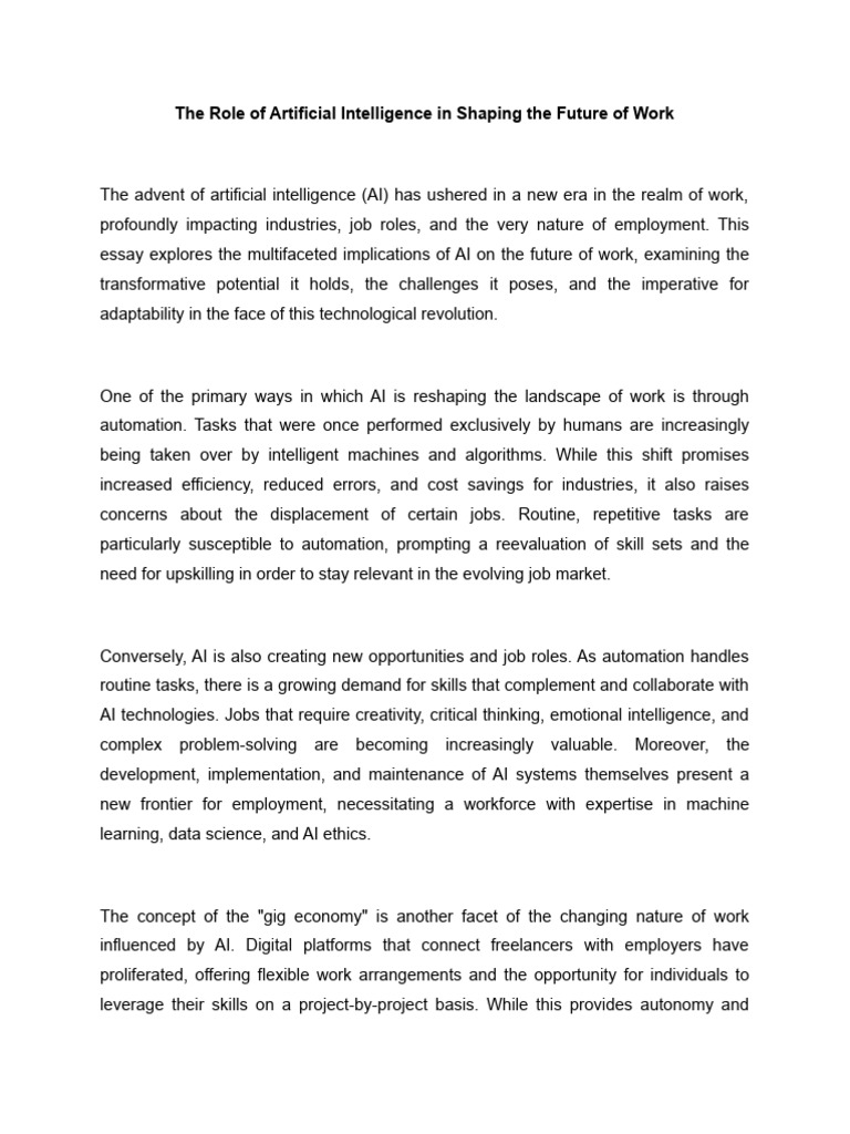 The Role of Artificial Intelligence in Shaping The Future of Work | PDF ...