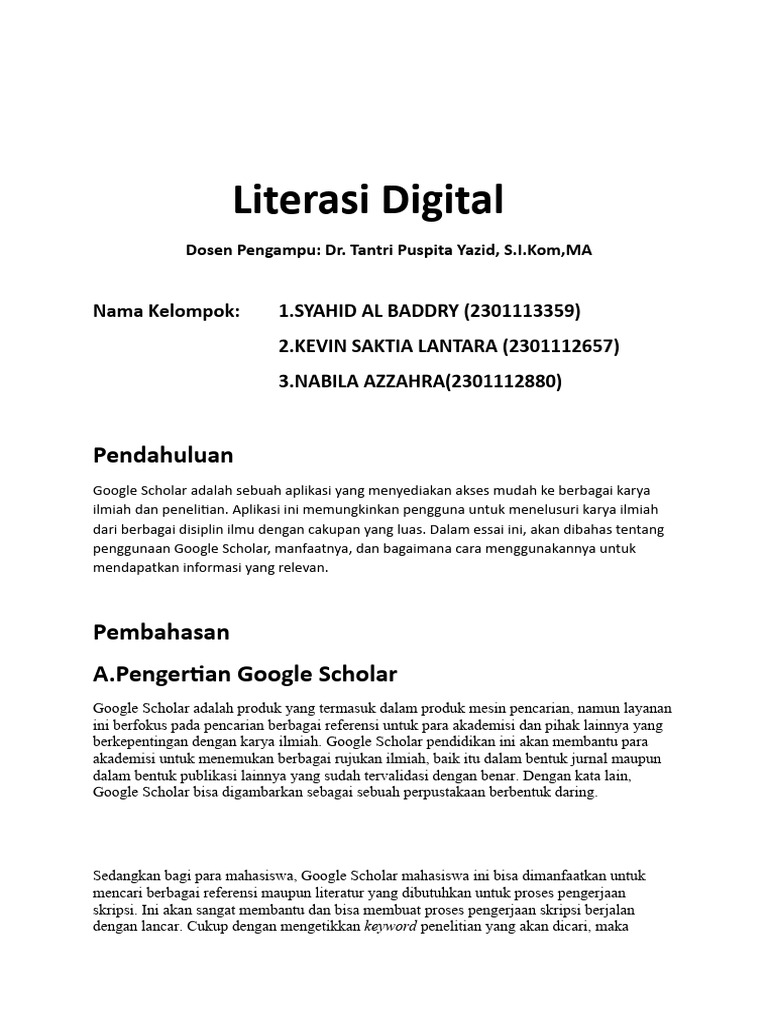 Panduan Penggunaan Google Scholar | PDF