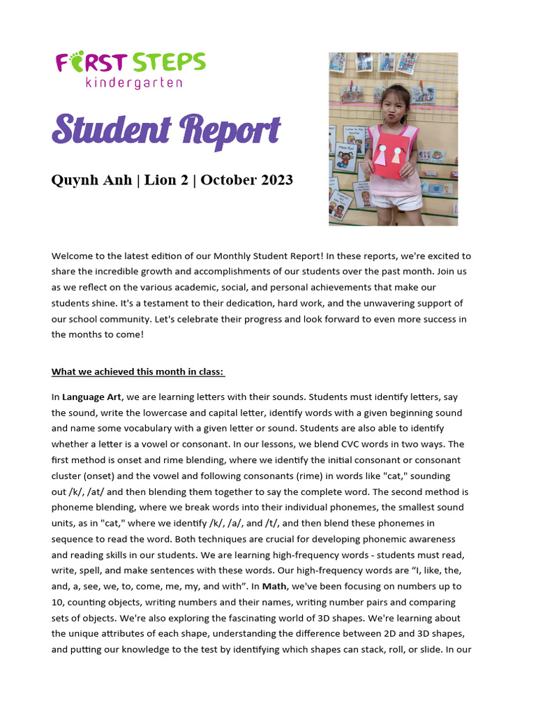 Quynh Anh - October 2023 | PDF | Syllable | Consonant