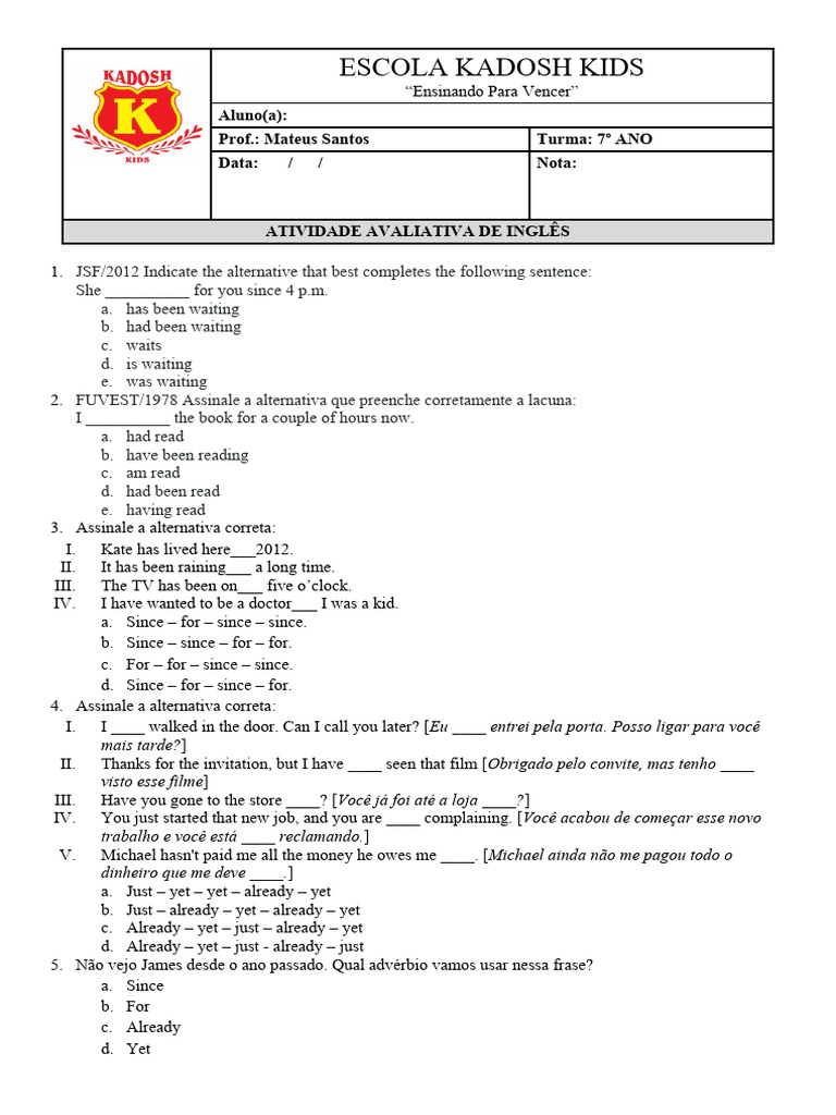 Prova 7 Ano Simulado | PDF