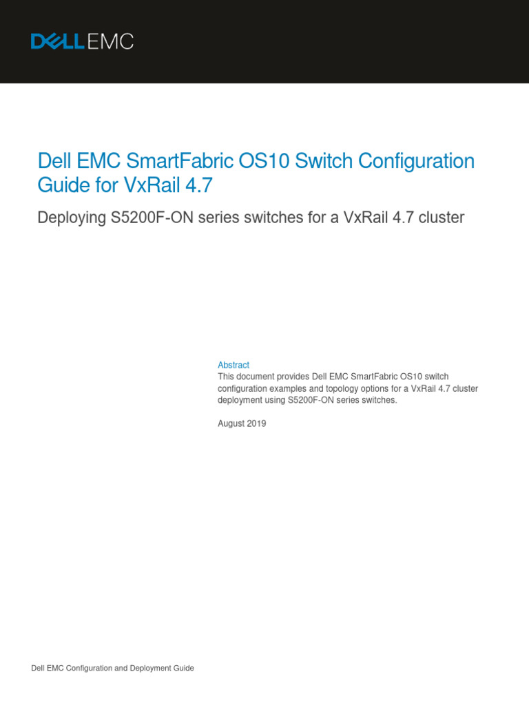 Common Dell Emc Vxrail 47 Os10 Switch Configuration Guide August 2019 | PDF | Computer Network ...