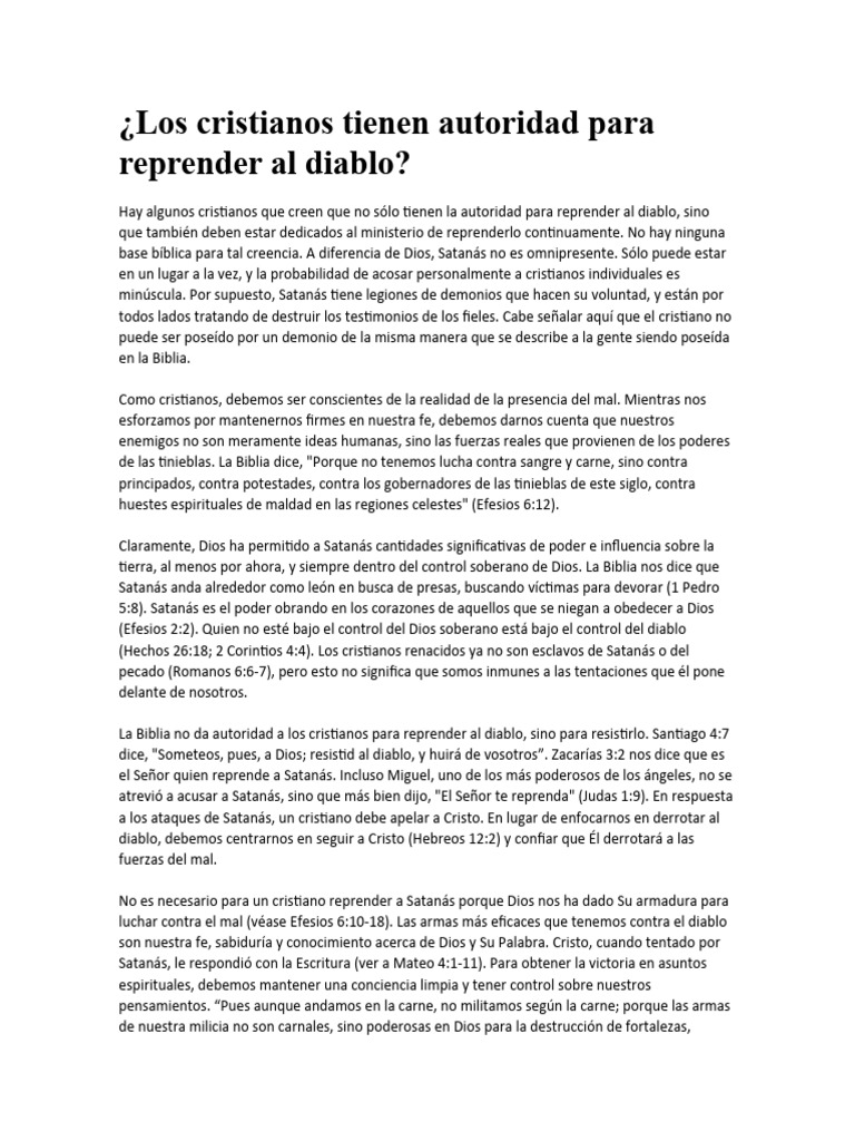 Los cristianos tienen autoridad para reprender | PDF | Satán | Diablo
