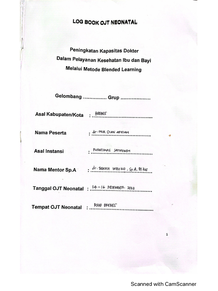 Log Book OJT Neonatal | PDF