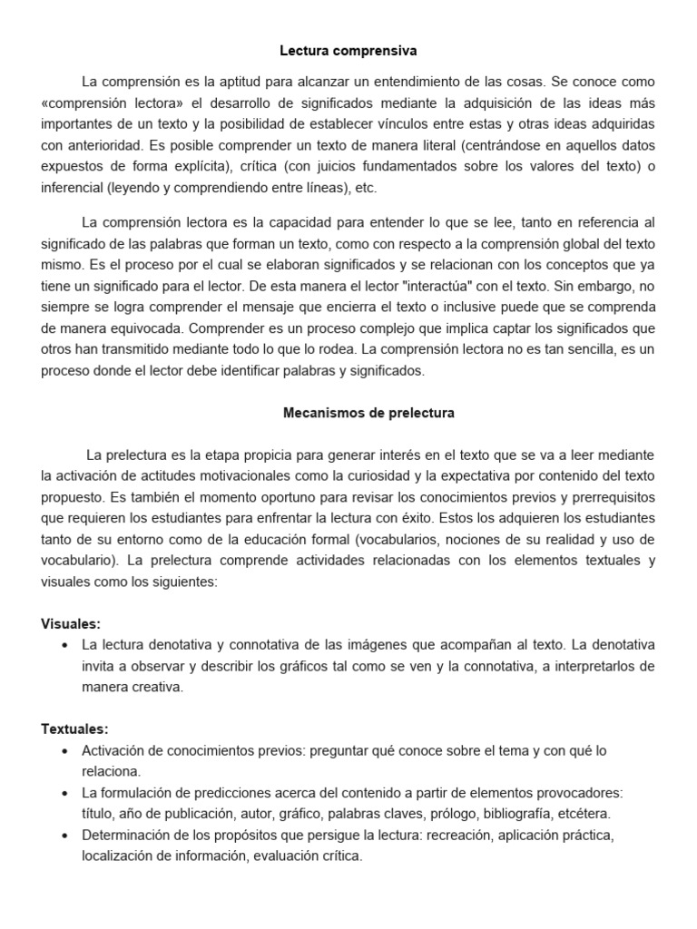 Etapas de La Prelectura | PDF | Comprensión lectora | Psicología cognitiva