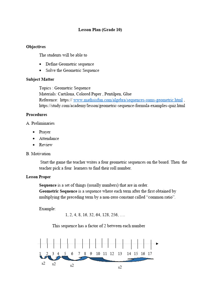 Objectives Lesson Plan in Geometry Sequence | PDF | Mathematical ...