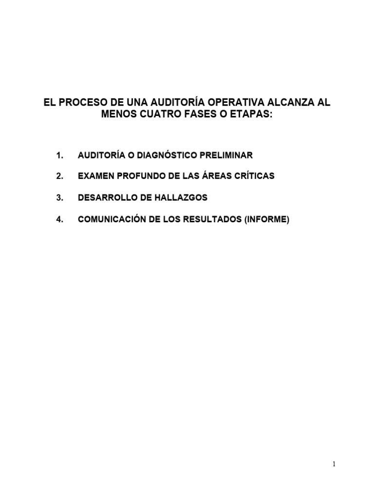Fases Del Proceso de La Auditoria Operativa 2021 | PDF | Business | Auditoría