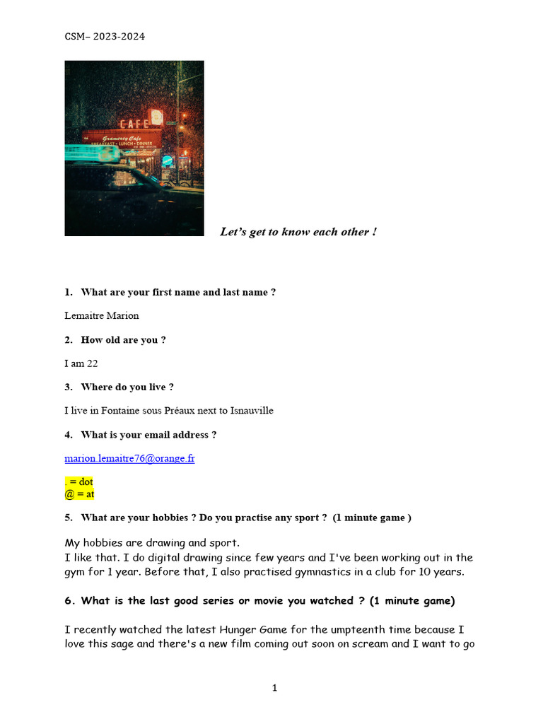 Let's Get To Know Each Other ! | PDF