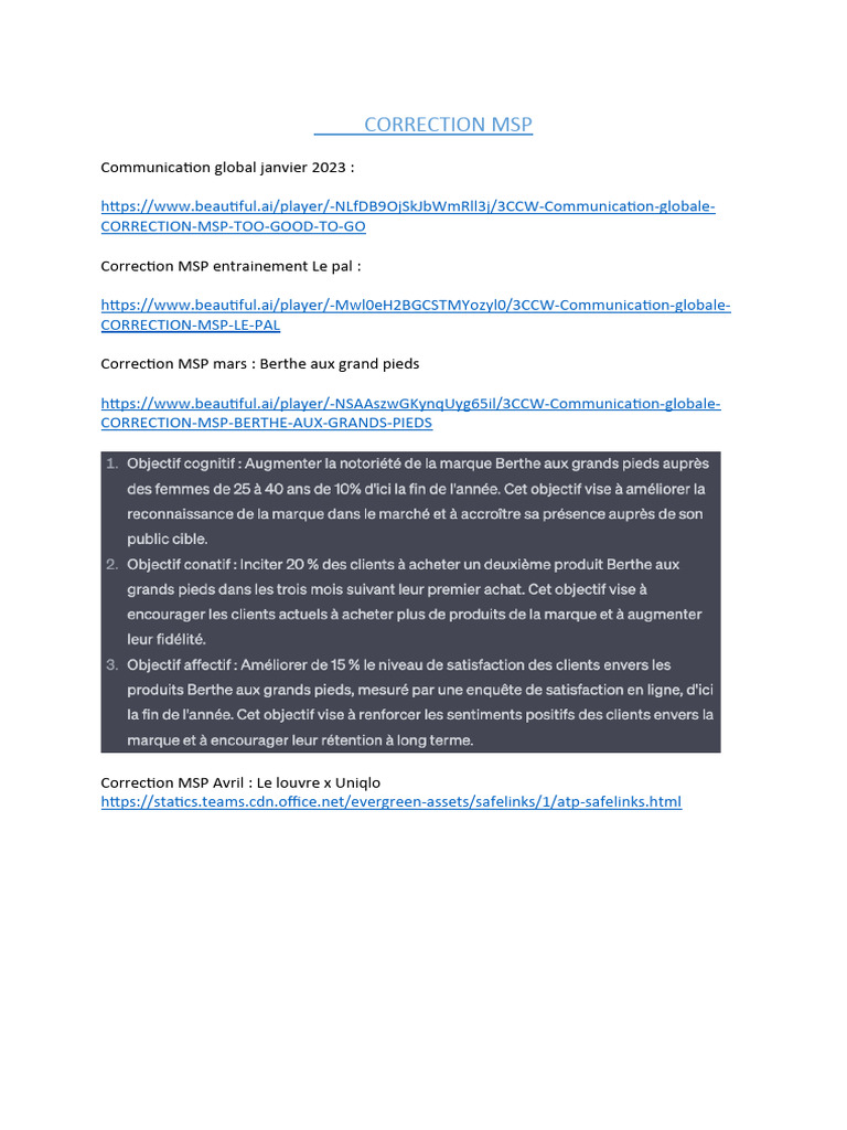 Correction MSP | PDF