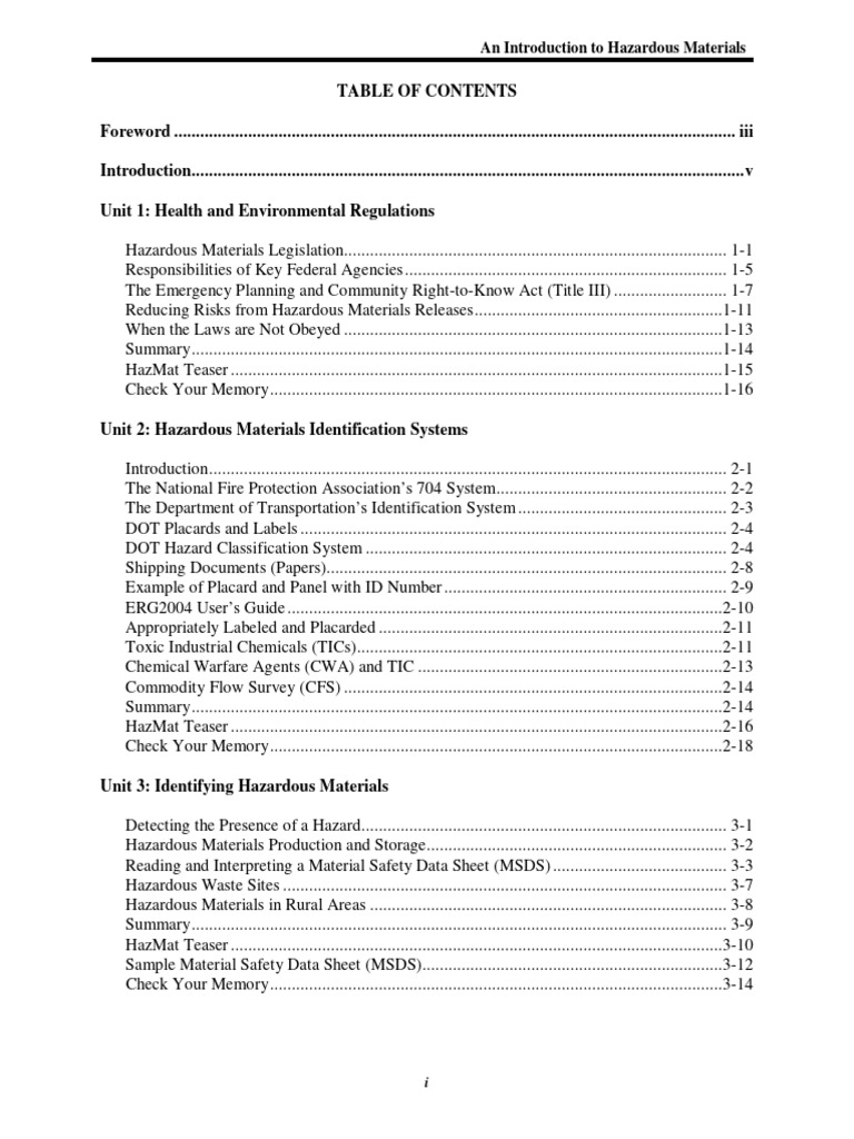 Introduction to Hazardous Materials | PDF | Dangerous Goods | Emergency ...