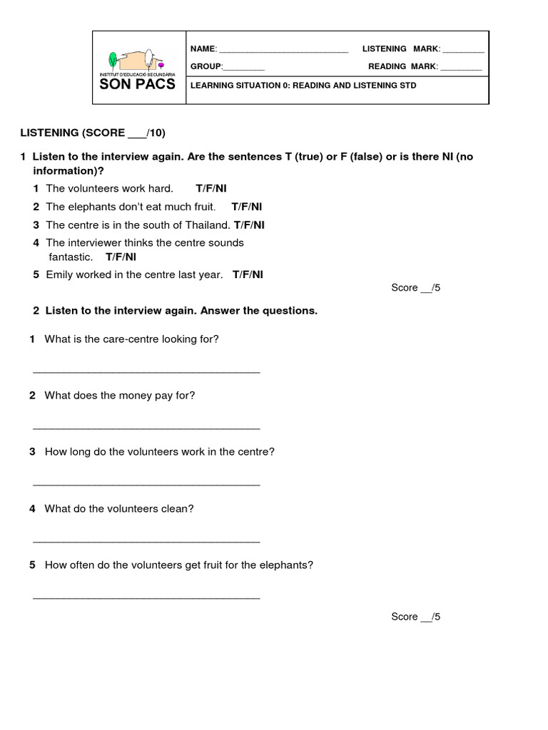 Ls0 Reading Listening STD | PDF