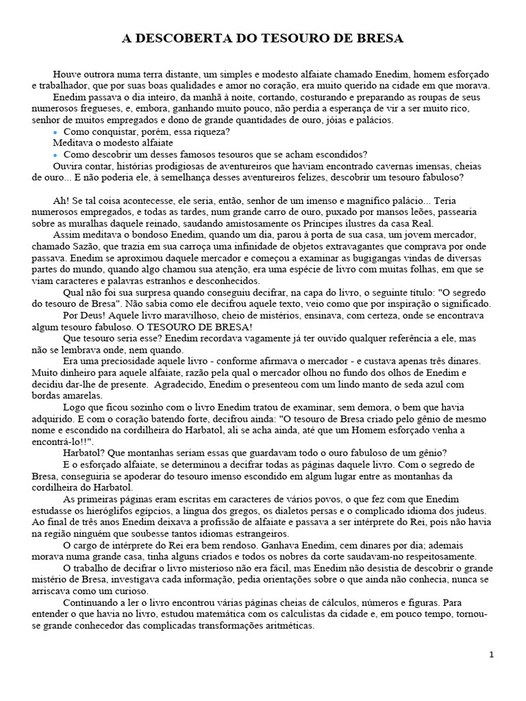 O Verdadeiro Tesouro de Bresa | PDF | Livros | Tesouro
