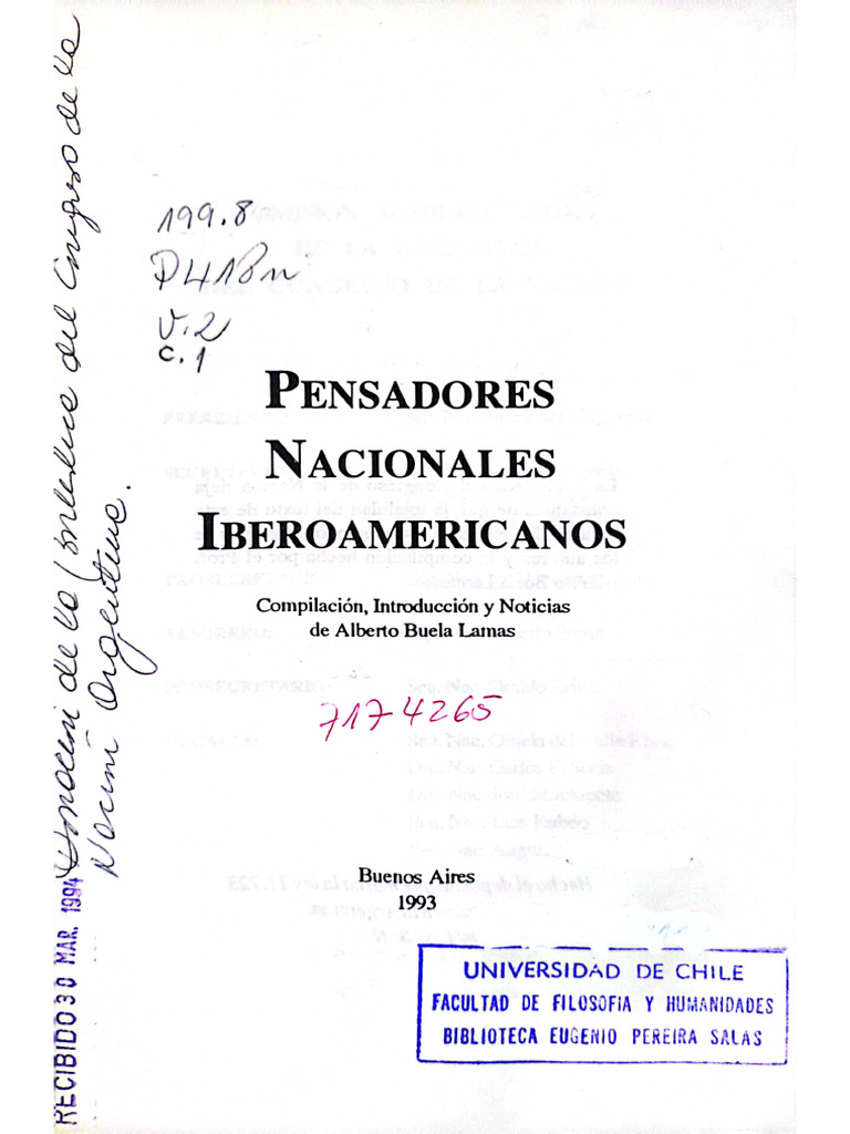 Buela Lamas, Alberto Pensadores Nacionales Iberoamericanos. 2 Vol ...
