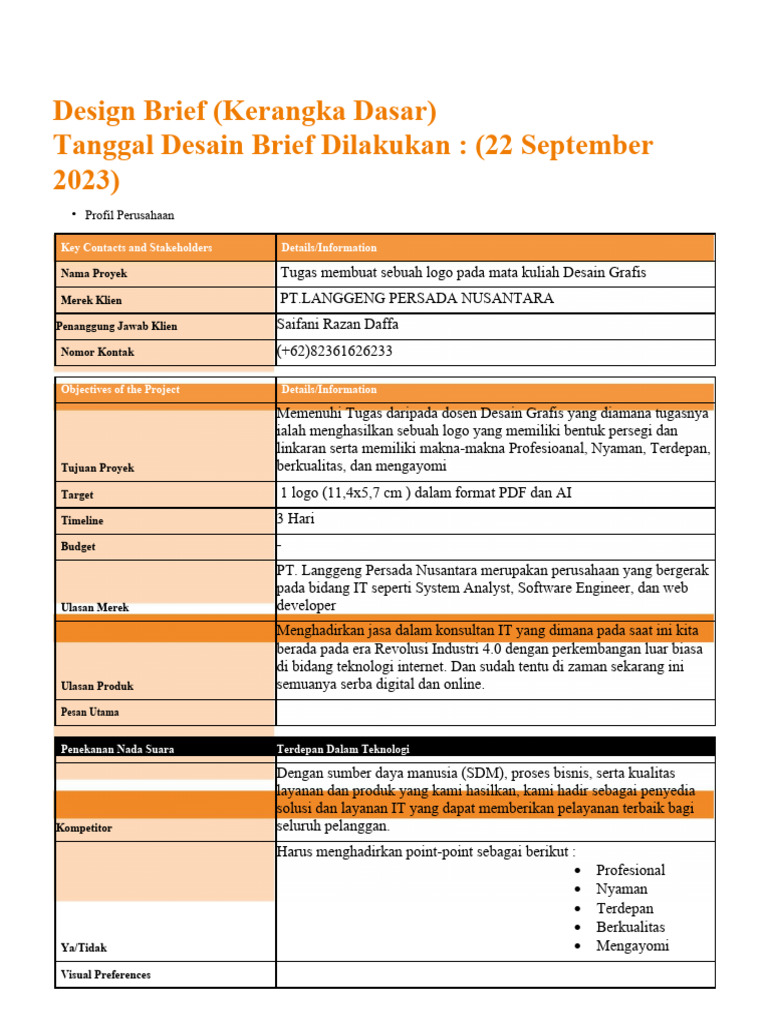 Contoh Desain Brief Logo IT | PDF