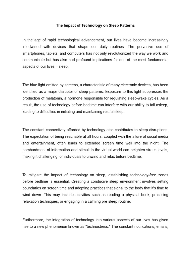 Technology's Impact on Sleep Patterns | PDF | Sleep | Circadian Rhythm