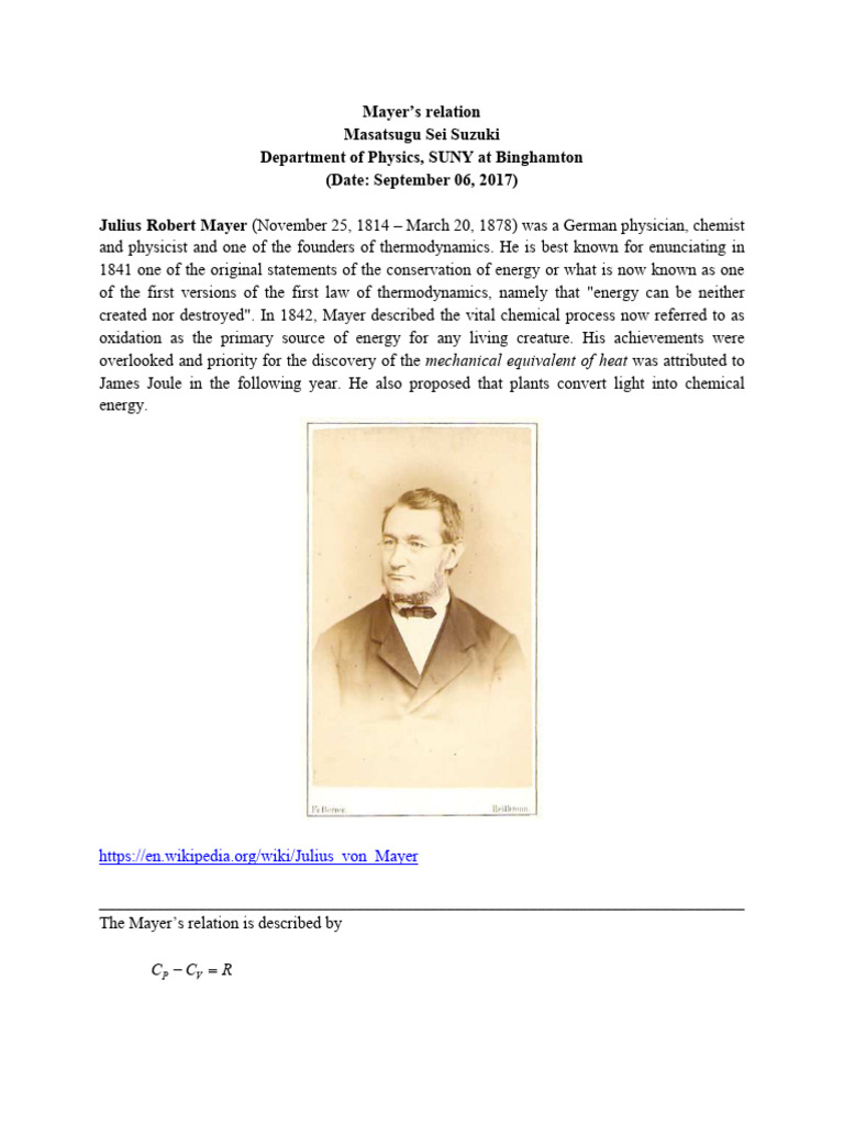 2.3 TD Mayer's Relation | PDF | Classical Mechanics | Physics