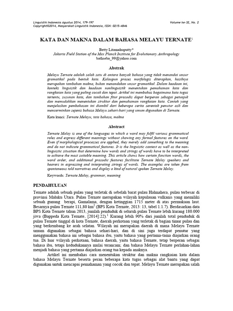 Kata Dan Makna Dalam Bahasa Melayu Ternate | PDF