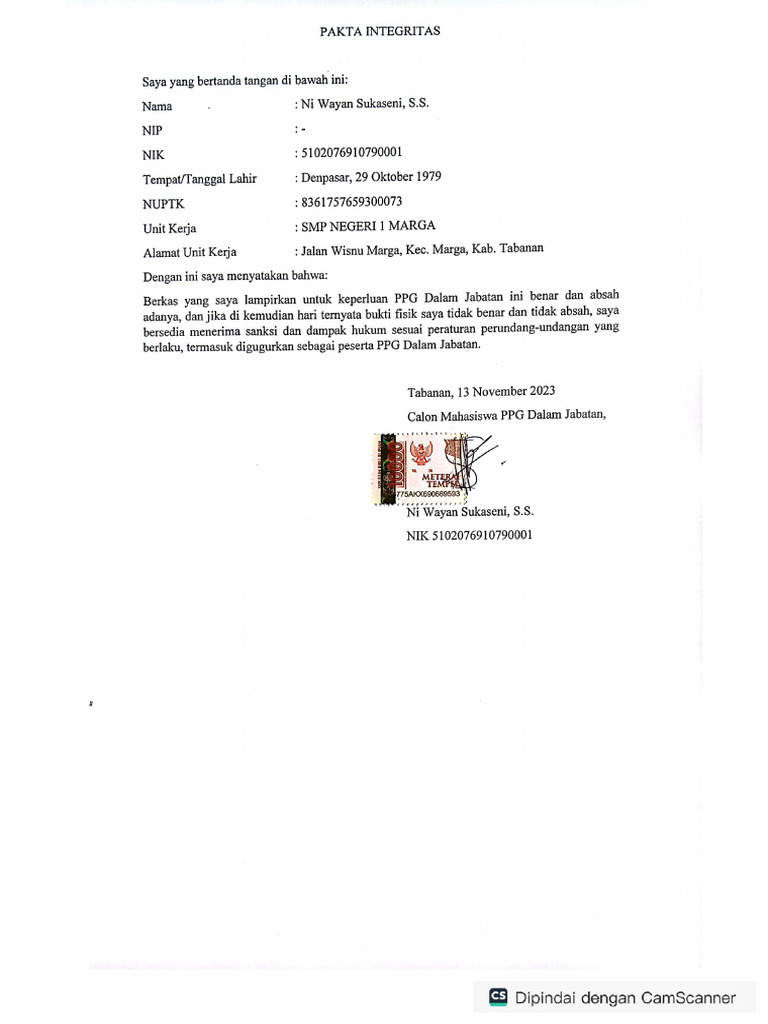 Scan Pakta Integritas | PDF