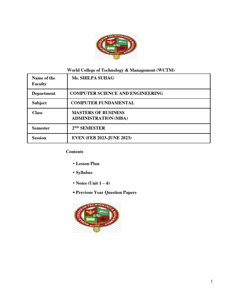 CF Course File | PDF | Computer Data Storage | Input/Output