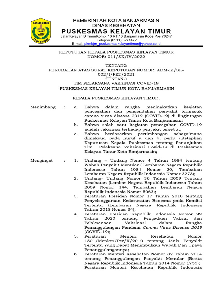 Contoh Sk Tim Vaksin Covid 19 Pdf