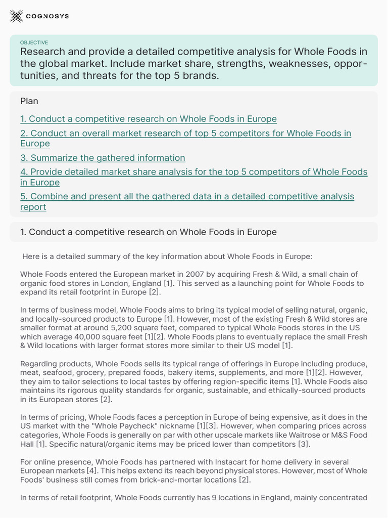 Competitive Analysis - Whole Food | PDF | Grocery Store | Supermarket
