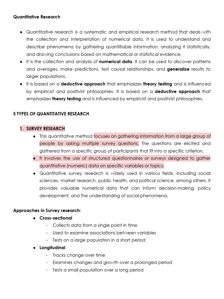 Types of Quantitative Research | PDF | Quantitative Research | Statistics