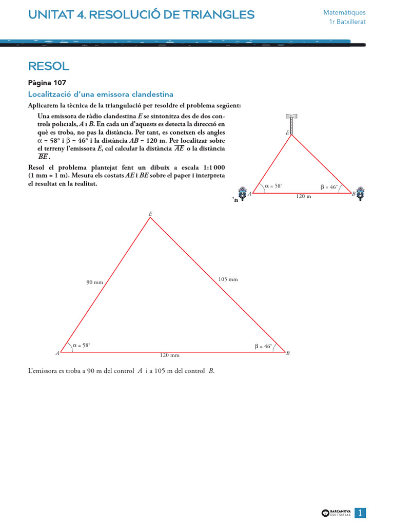 Sol Unitat 4 - Resolució Triangles | PDF