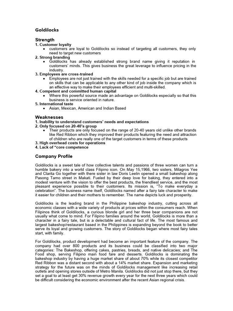 Goldilocks | PDF | Bakery | Philippines