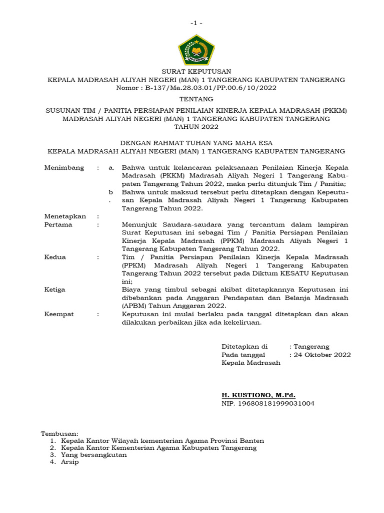 SK Tim PKKM Tahun 2022 | PDF