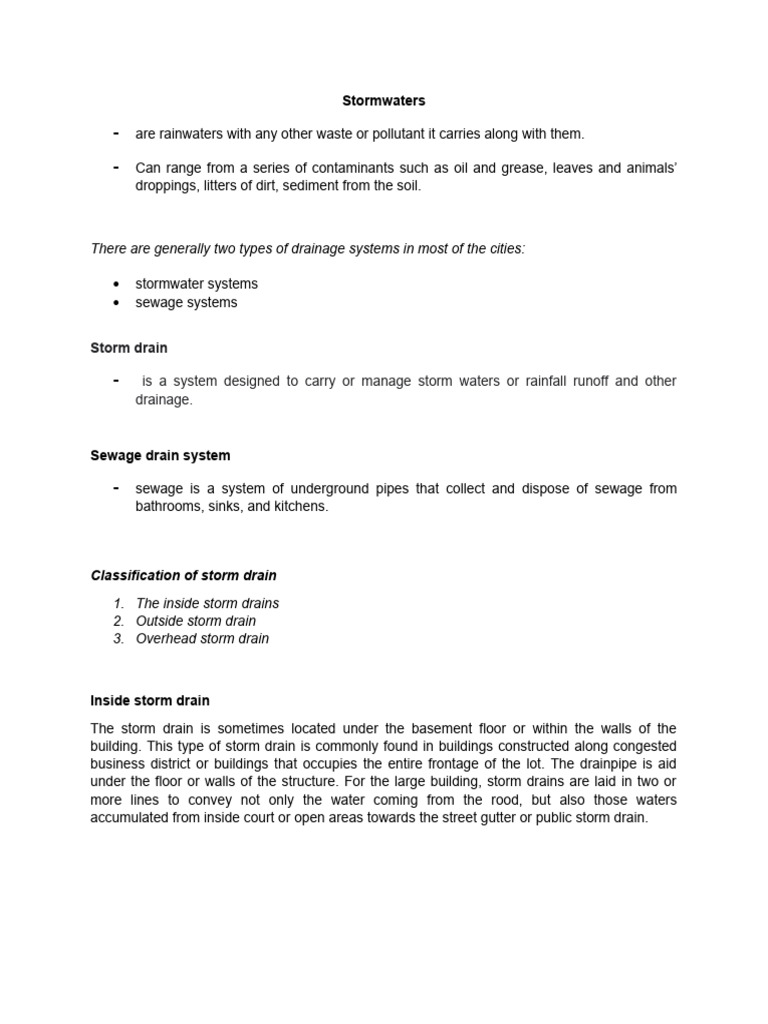 Classification of Storm Water | PDF | Storm Drain | Stormwater
