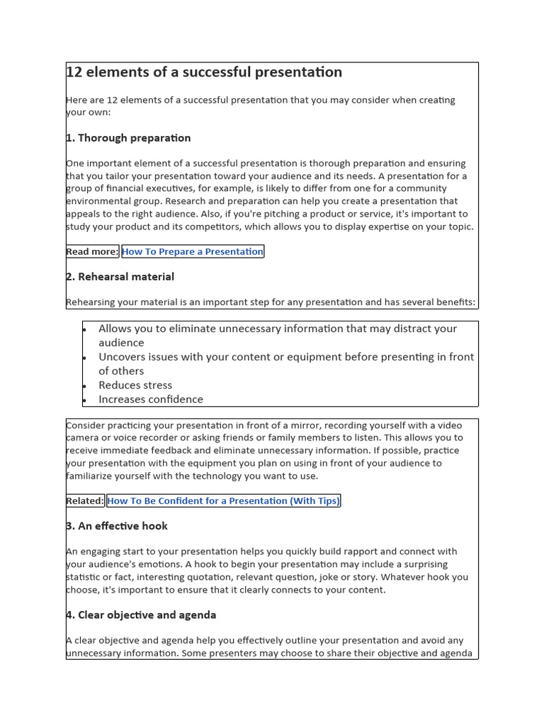 12 Key Elements for Effective Presentations | PDF | Information | Human ...