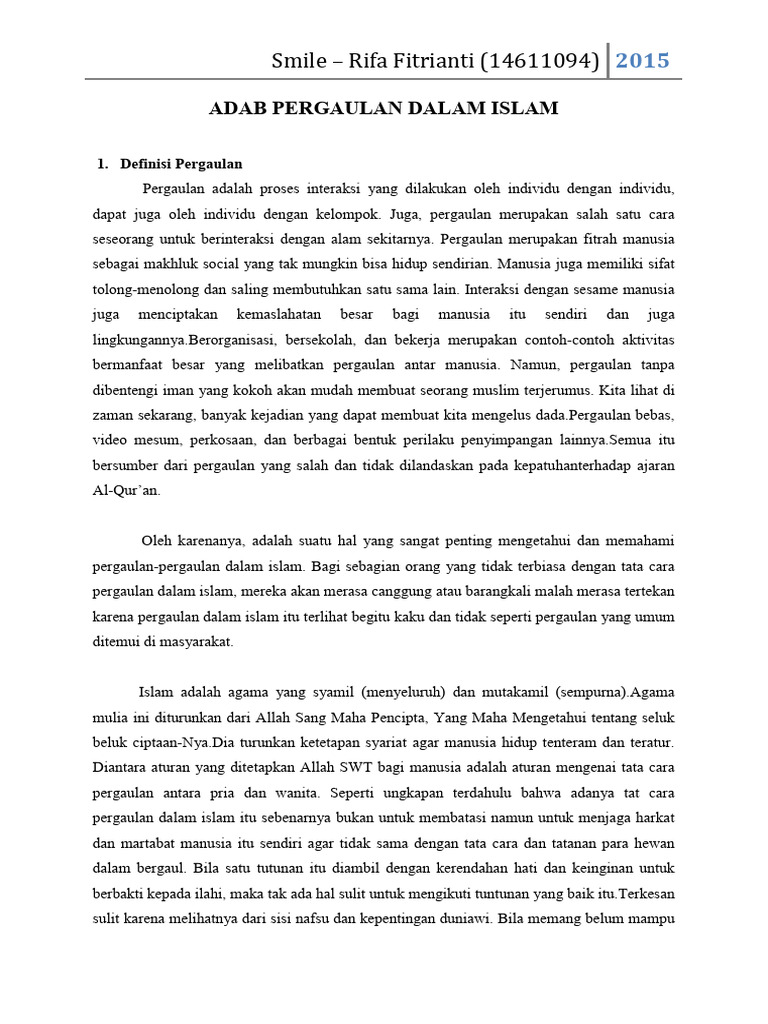 Adab Pergaulan dalam Islam | PDF | Agama & Spiritualitas