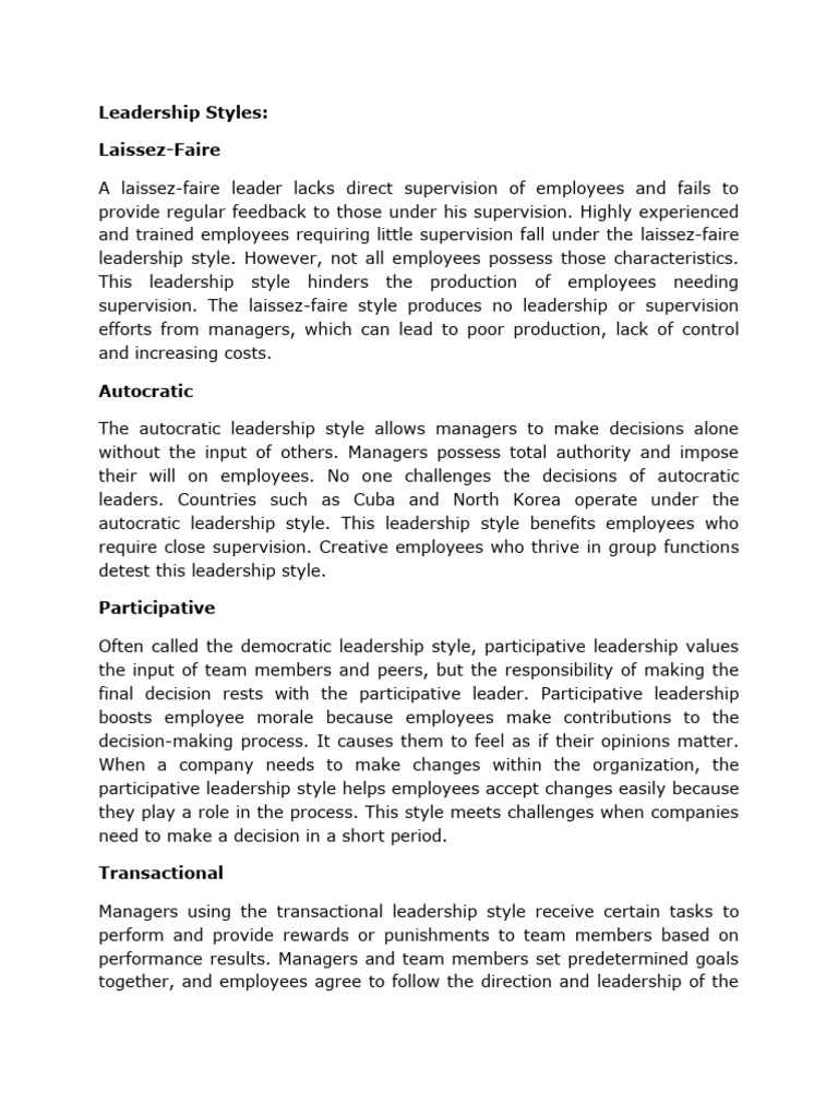 Leadership Styles and Bases of Power | PDF | Leadership | Power (Social ...