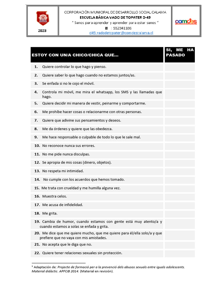 Cuestionario Relaciones Toxicas | PDF | Relaciones personales, crianza ...