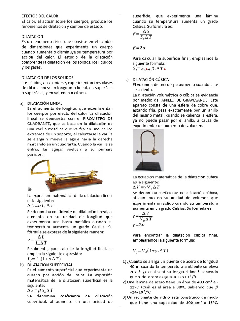 EFECTOS DEL CALOR Dilatación Gad 23 | PDF | Expansión térmica | Metrología