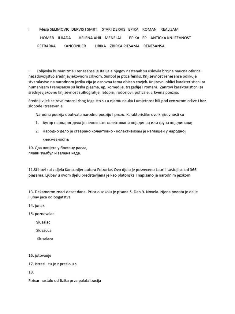 I Mesa Selimovic Dervis I SMRT Stari Dervis Epika Roman Realizam | PDF