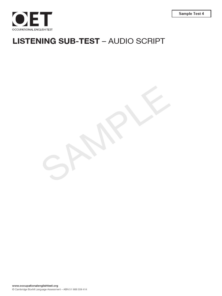 Occupational English Test Listening Script | PDF | Osteoarthritis ...