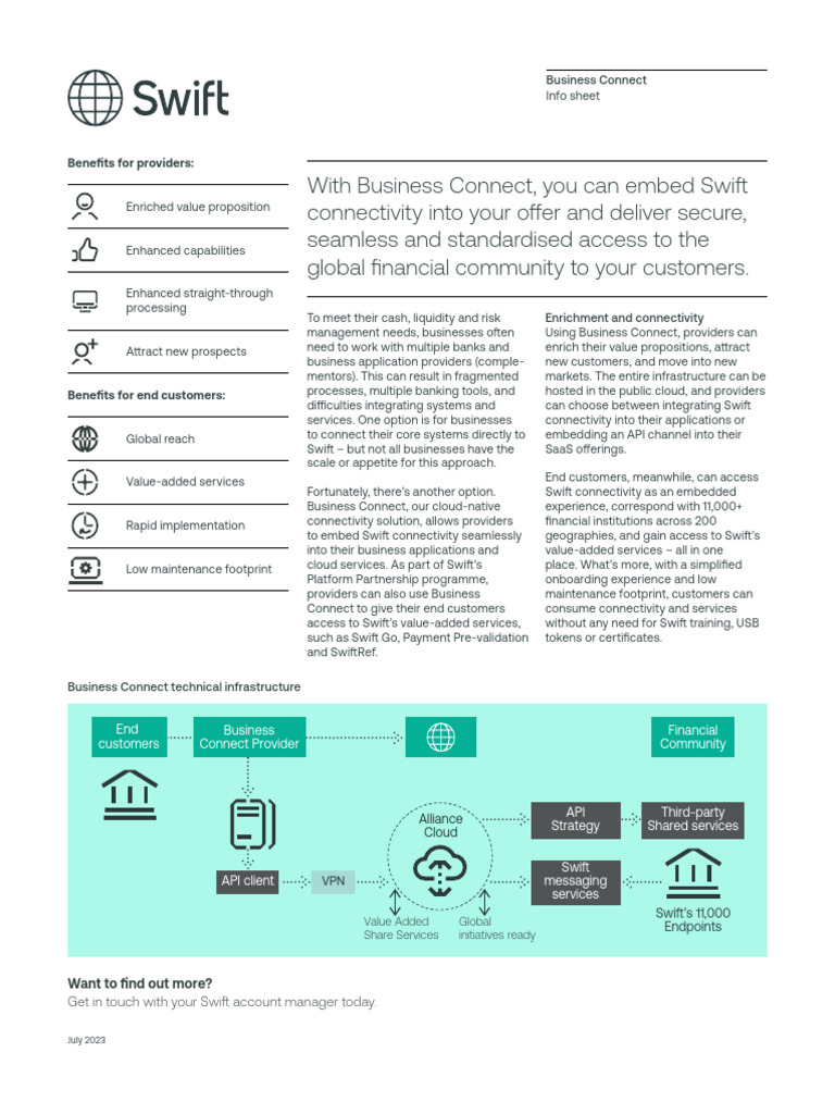Swift Factsheet Business Connect | PDF | Cloud Computing | Computing