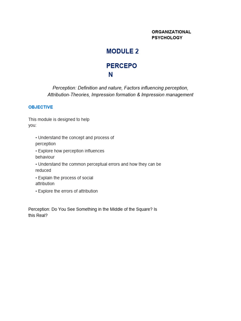 OP Module 2 Perception OP | PDF | Perception | Senses