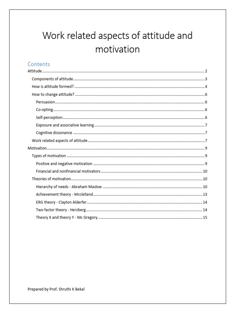 OP Module 5 Work Related Aspects of Attitude and Motivation | PDF ...