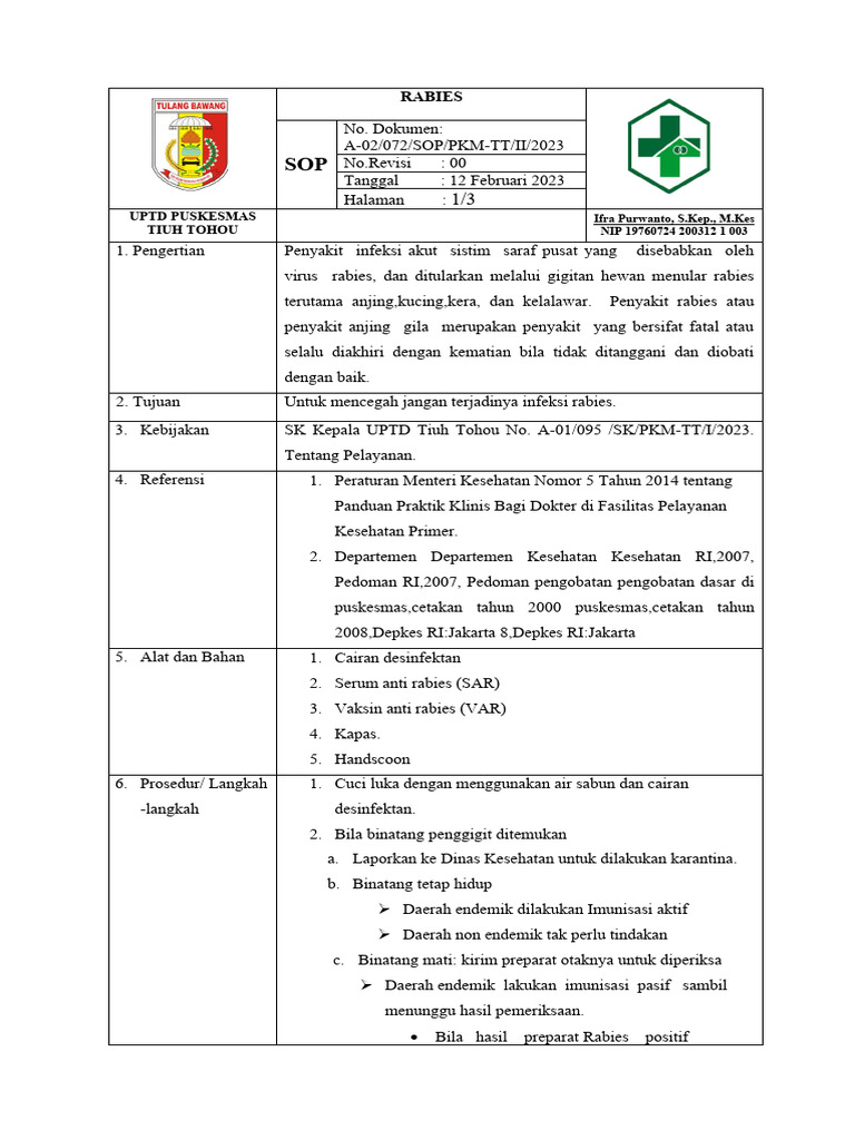 Sop Rabies | PDF