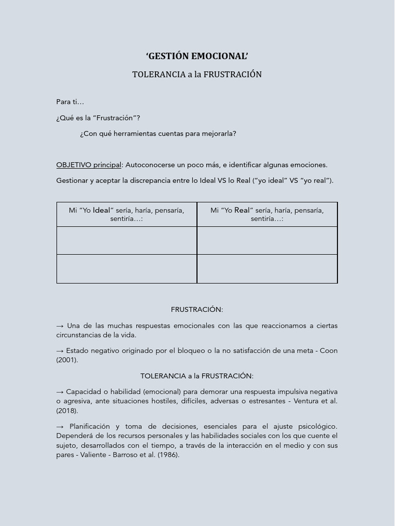 Esquema Sobre Tolerancia a La Frustración. | PDF | Las emociones | Comportamiento