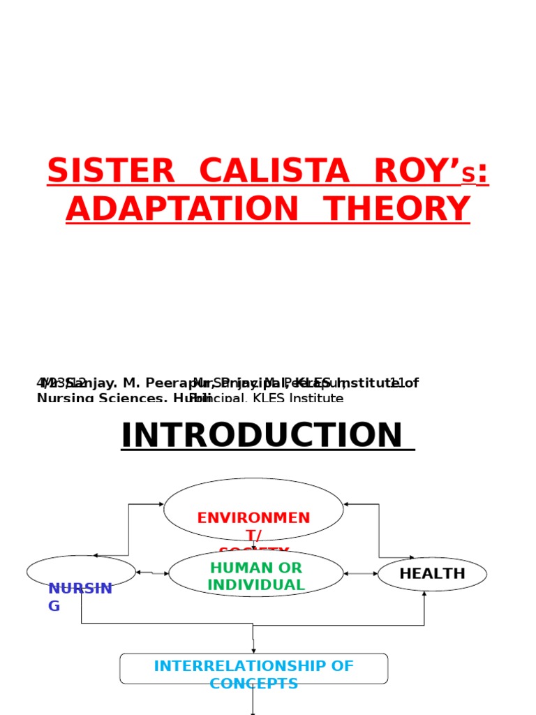 Sister Calista Roy | PDF | Self | Nursing